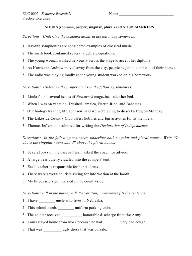 Nouns Practice | PDF | Linguistic Morphology | Linguistics