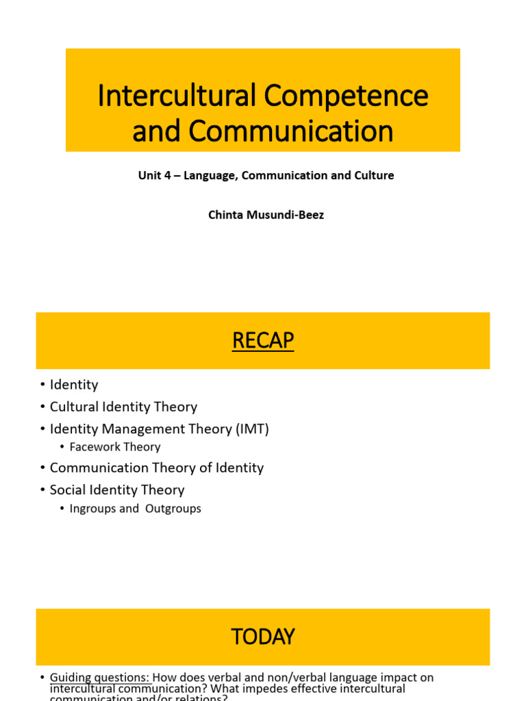 Unit 4 - Culture, Language and Communication - ICC 2019 | PDF ...