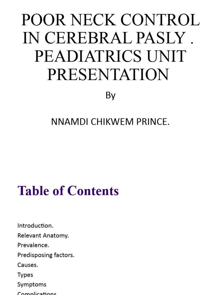 Poor Neck Control in Cerebral Palsy | PDF | Neck | Physical Therapy