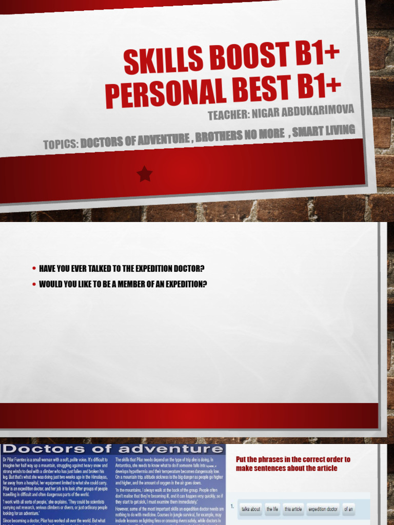 Skills Boost B1+ Personal Best B1+ | PDF