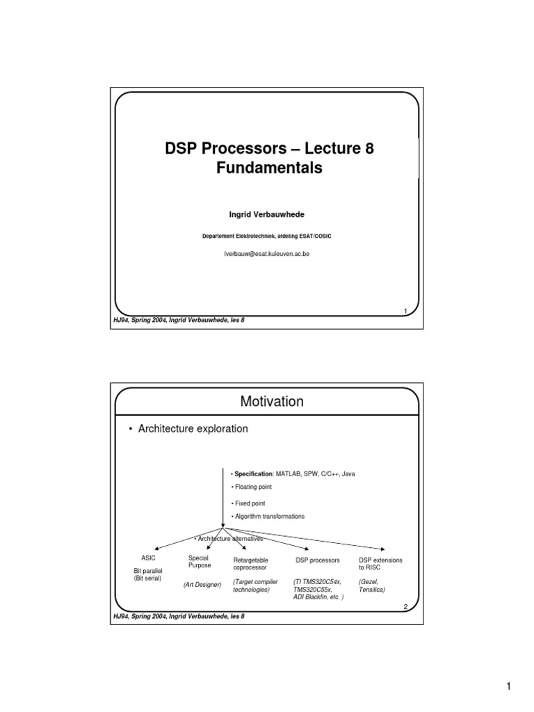 HJ94 Slides 8 DSP | PDF | Central Processing Unit | Cpu Cache