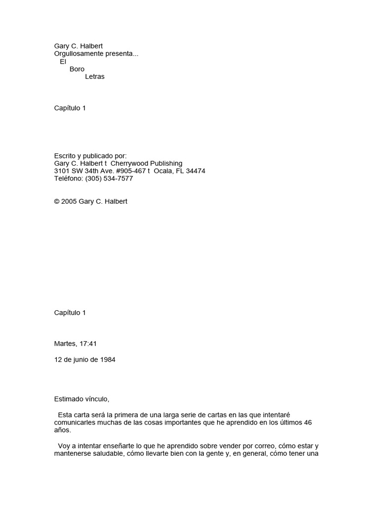 Cartas de Vida y Ejercicio de Gary Halbert | PDF | Relaciones ...
