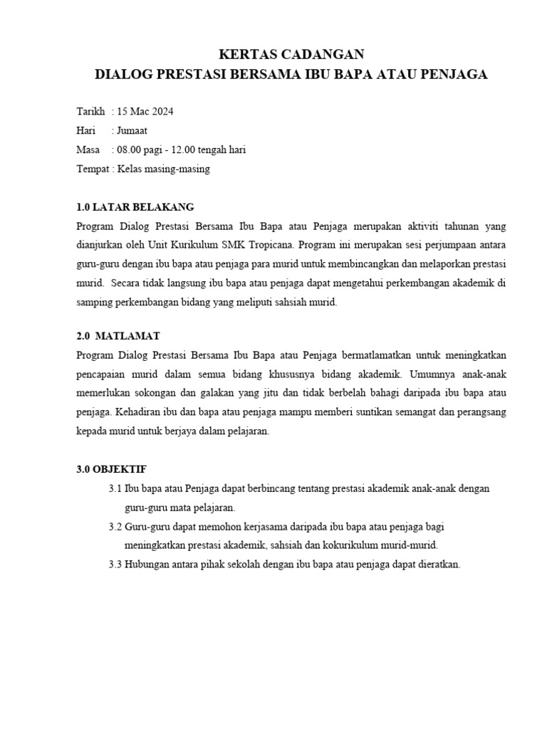 Kertas Kerja Dialog Prestasi 2024 | PDF