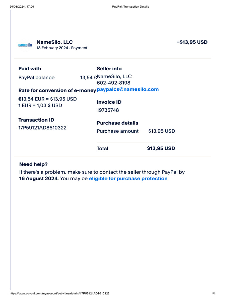 PayPal - Transaction Details | PDF