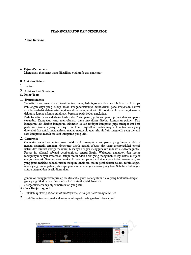 Transformator dan Generator: Teori dan Simulasi | PDF | Sains & Matematika