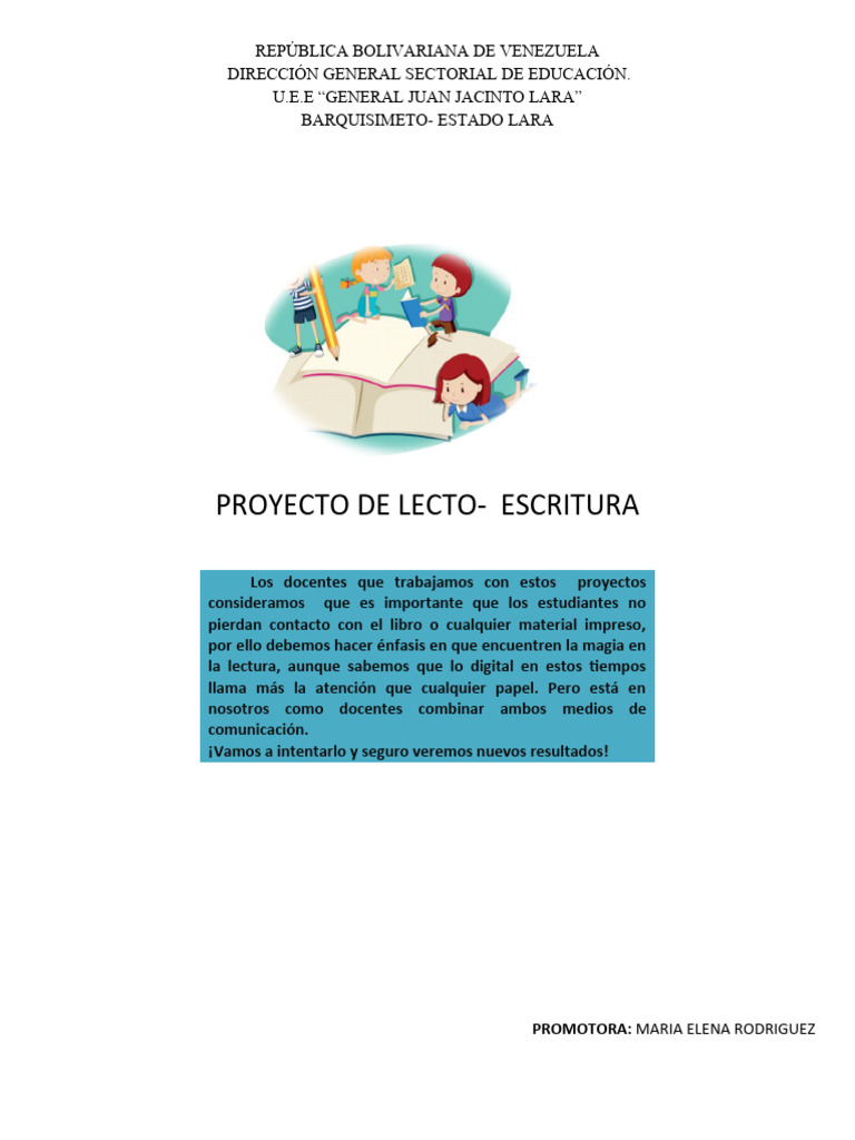 Proyecto de Lectura y Escritura | PDF