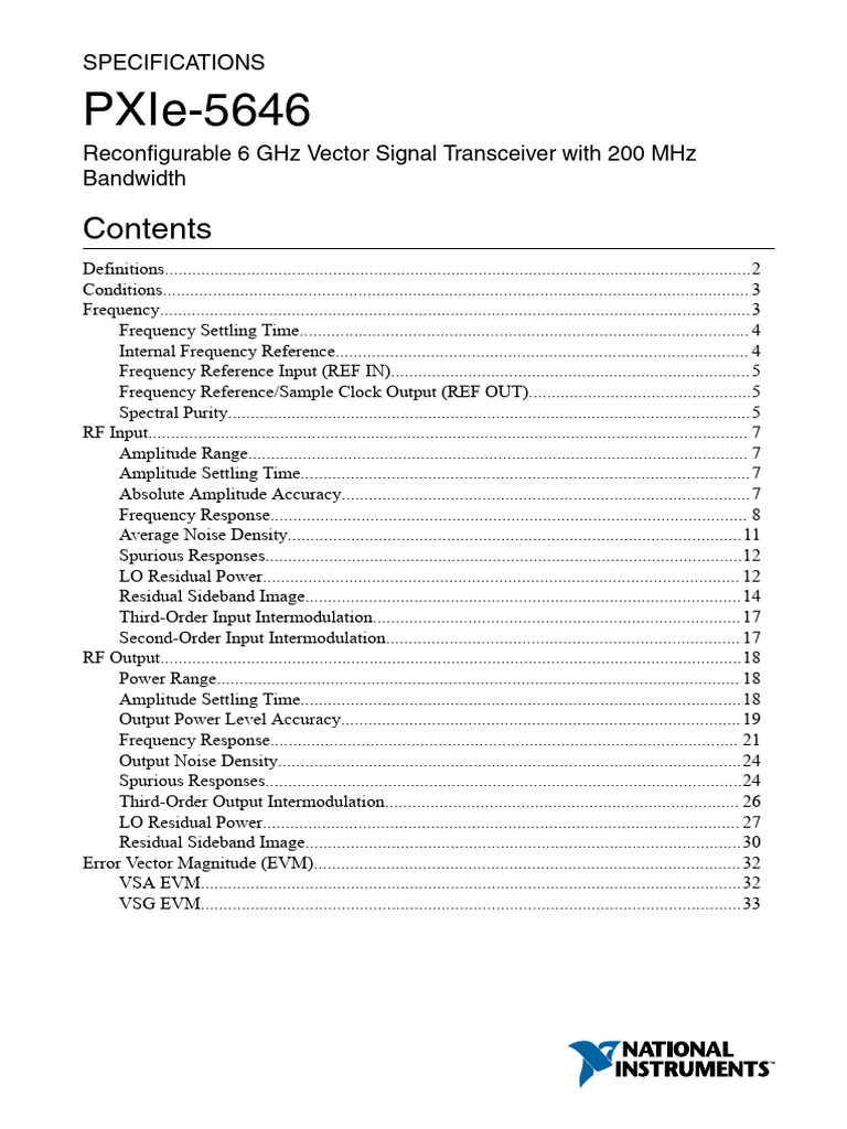 PXIe-5646 Specifications - National Instrument | PDF | Wireless | Radio ...