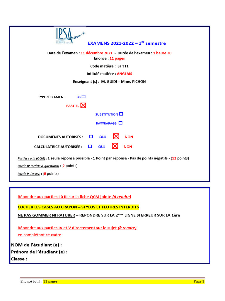 Partiel La311 2021-2022 | PDF | Space X | Outer Space