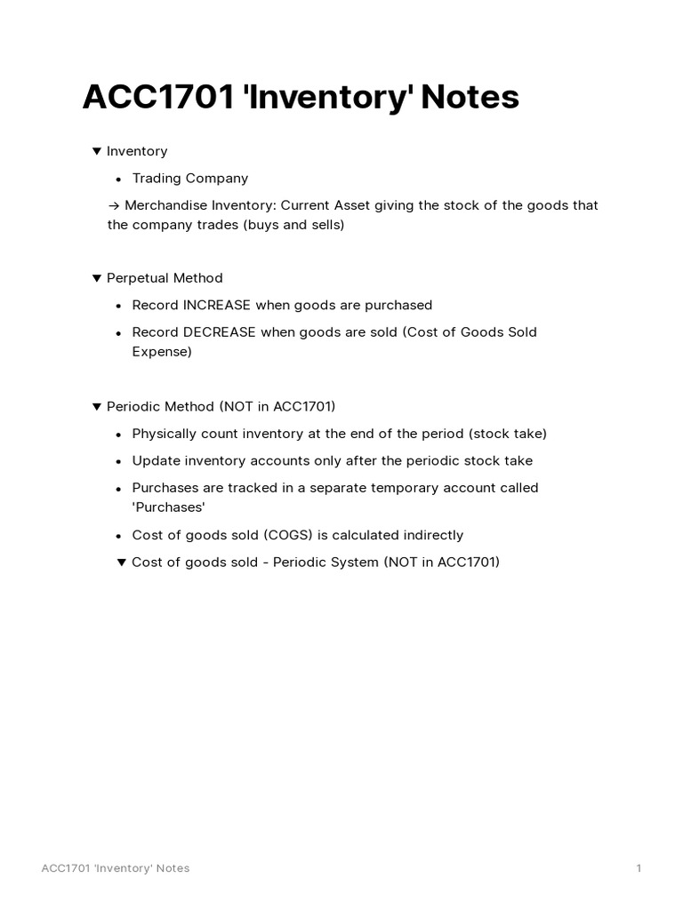 ACC1701 Inventory Accounting Overview | PDF | Cost Of Goods Sold ...