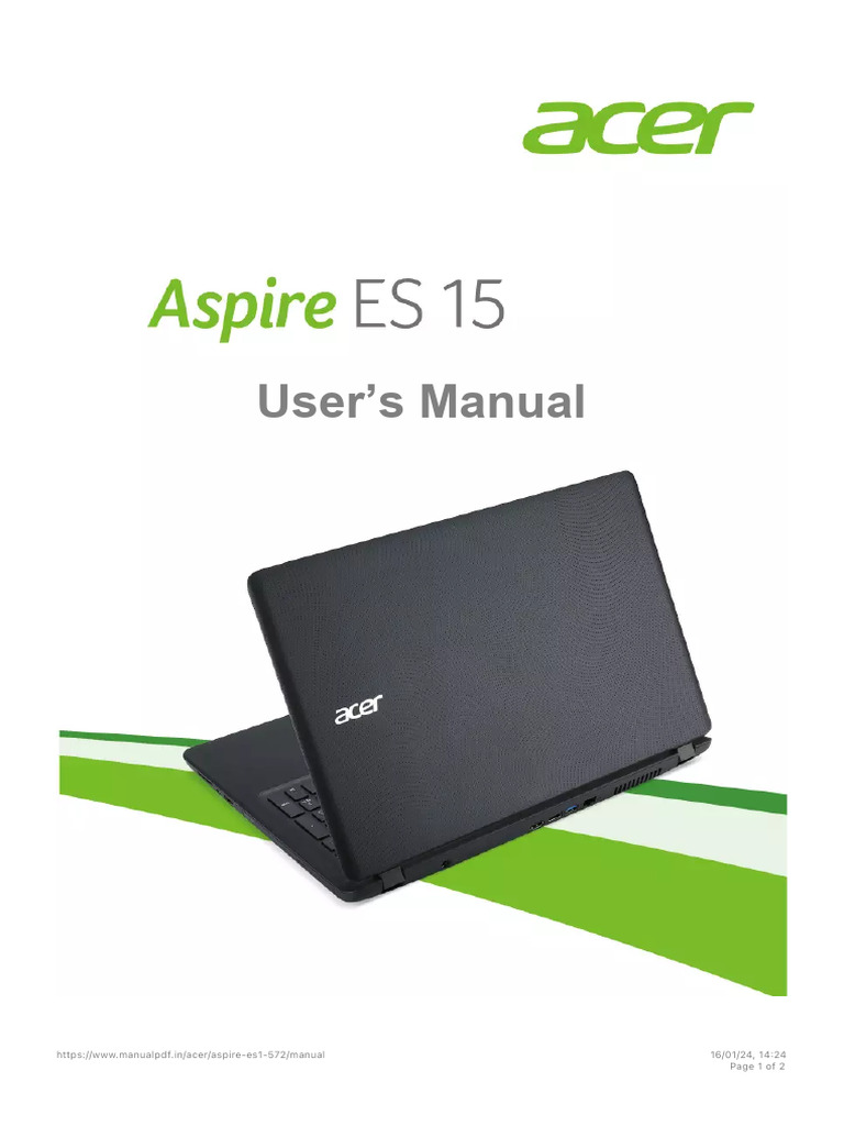 User Manual Acer Aspire ES1-572 (English - 78 Pages) | PDF | Technology ...
