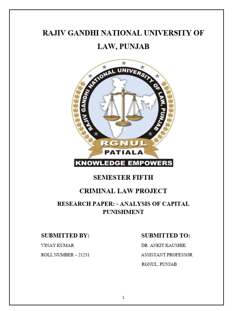 Criminal Law Project | Download Free PDF | Capital Punishment | Crimes