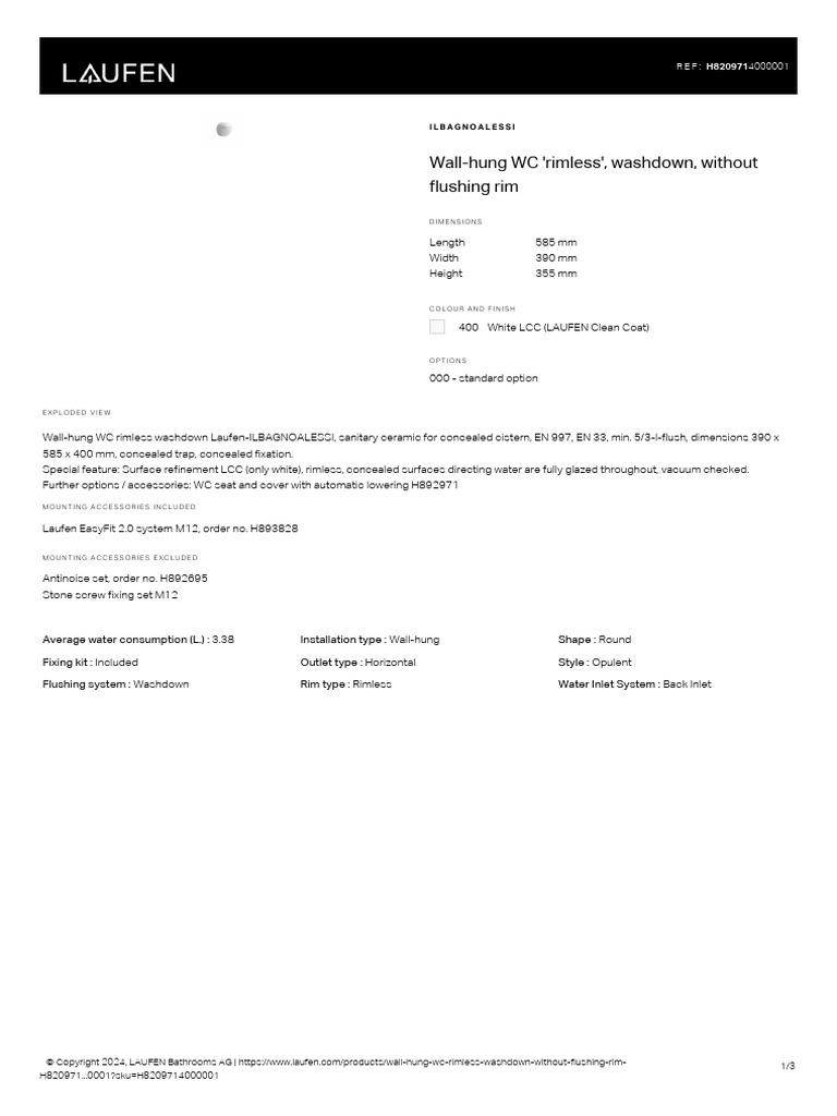 LAUFEN H8209714000001 en INT | PDF | Toilet