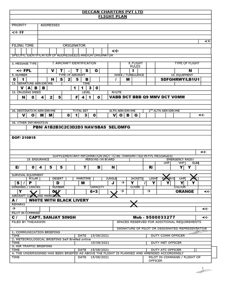 VT-TSG FLT Plan | PDF