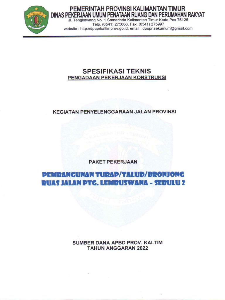 Spektek Longsoran Ptg. Lembuswana Sebulu 2 Revisi 5 | PDF