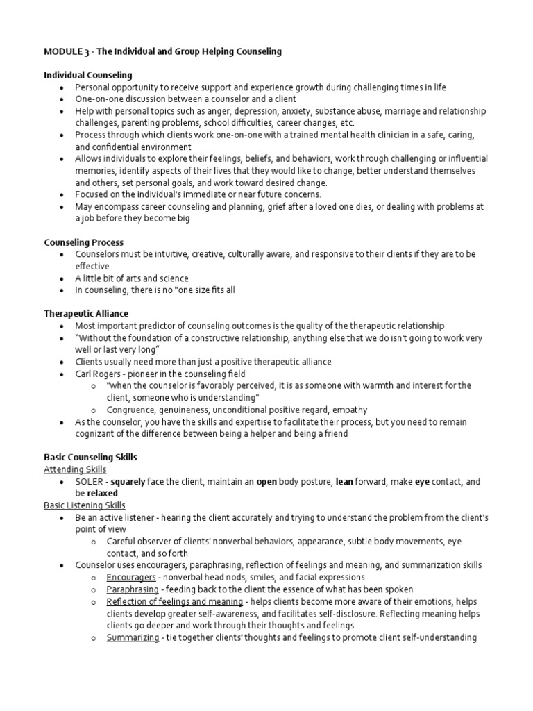 MODULE 3 - The Individual and Group Helping Counseling | PDF ...