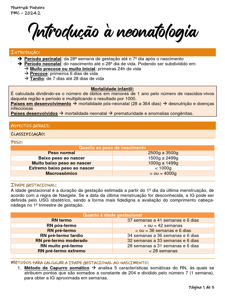 Introdução à Neonatologia e Mortalidade Infantil | PDF | Gravidez ...