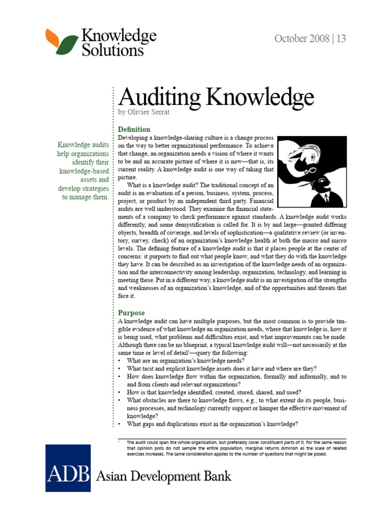 Auditing Knowledge | PDF | Knowledge | Asian Development Bank