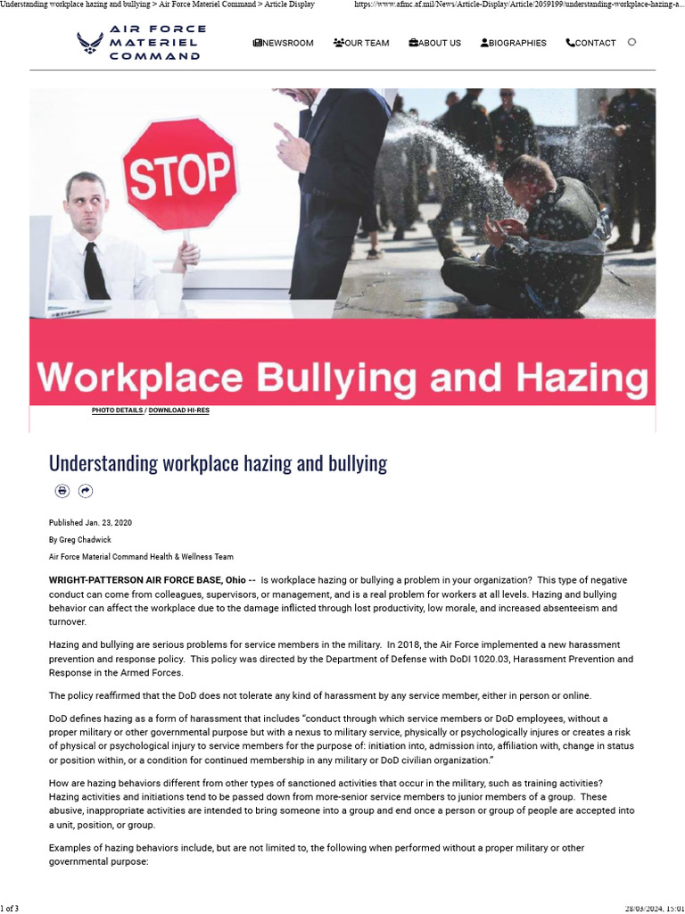 Understanding Workplace Hazing And Bullying Air Force Materiel Command