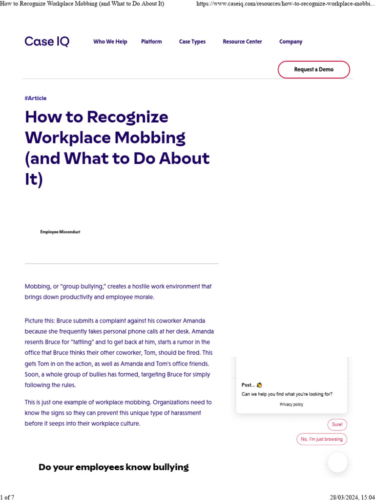 How To Recognize Workplace Mobbing (And What To Do About It) | PDF | Bullying | Workplace Bullying