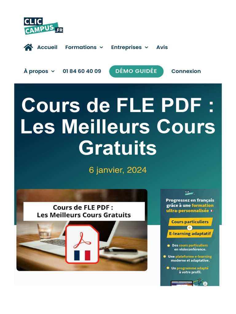 Meilleurs Cours de FLE Gratuits PDF | PDF | Langue française ...