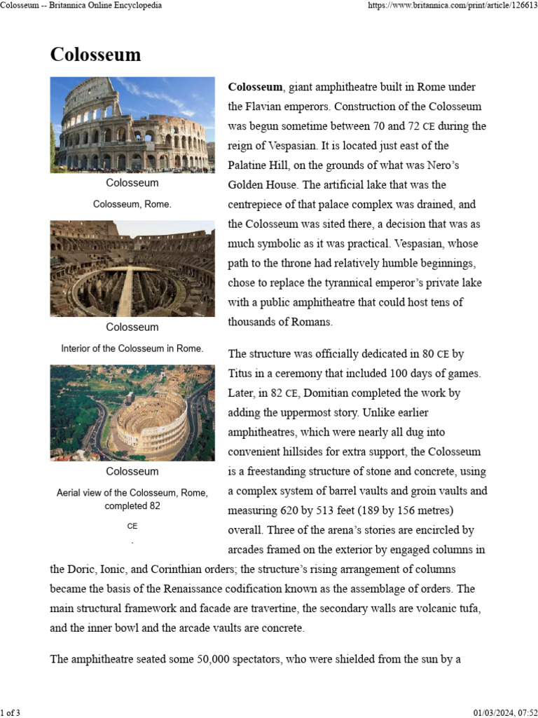 Colosseum - Britannica Online Encyclopedia | PDF
