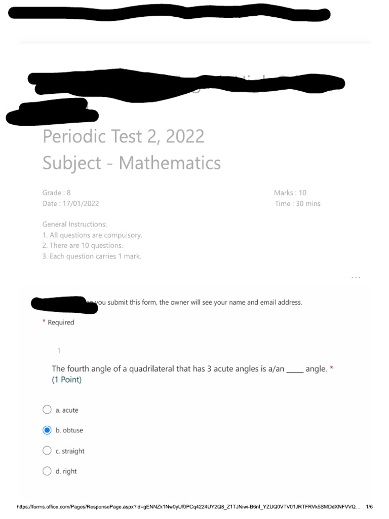 MATH Sample Test Grade 8 Cbse | PDF
