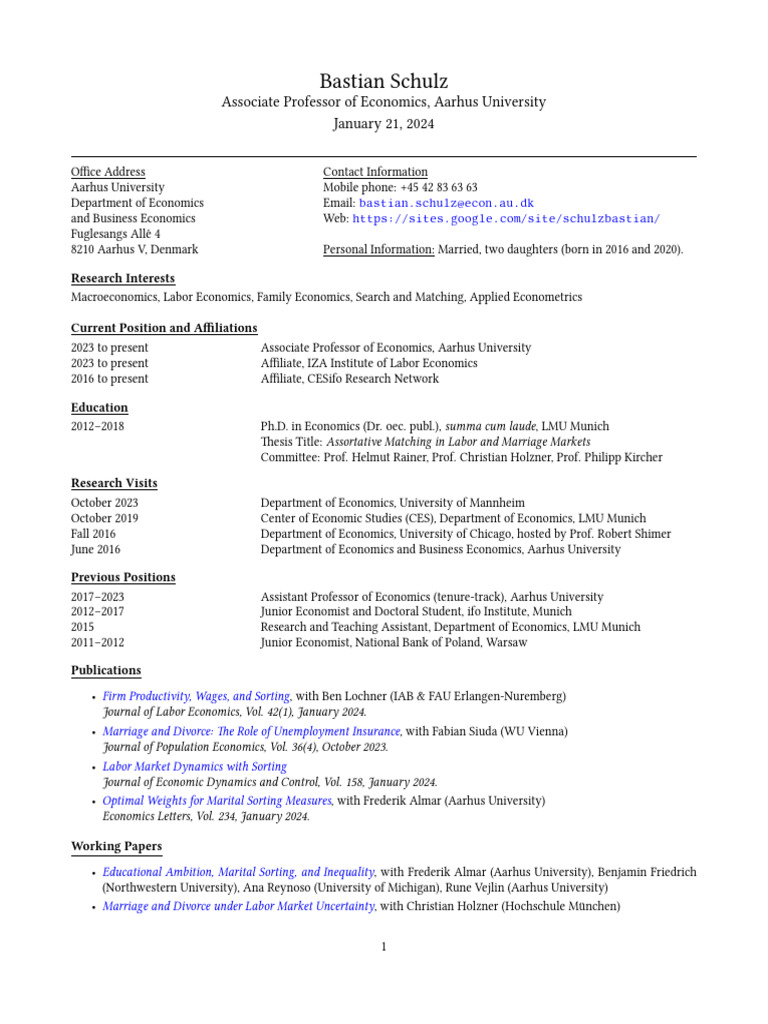 CV Schulz | PDF | Economics | Macroeconomics