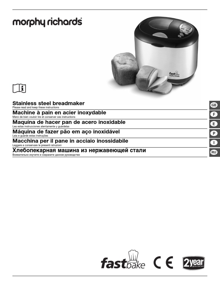 Morphy Richards Breadmaker Manual | PDF | Breads | Dough