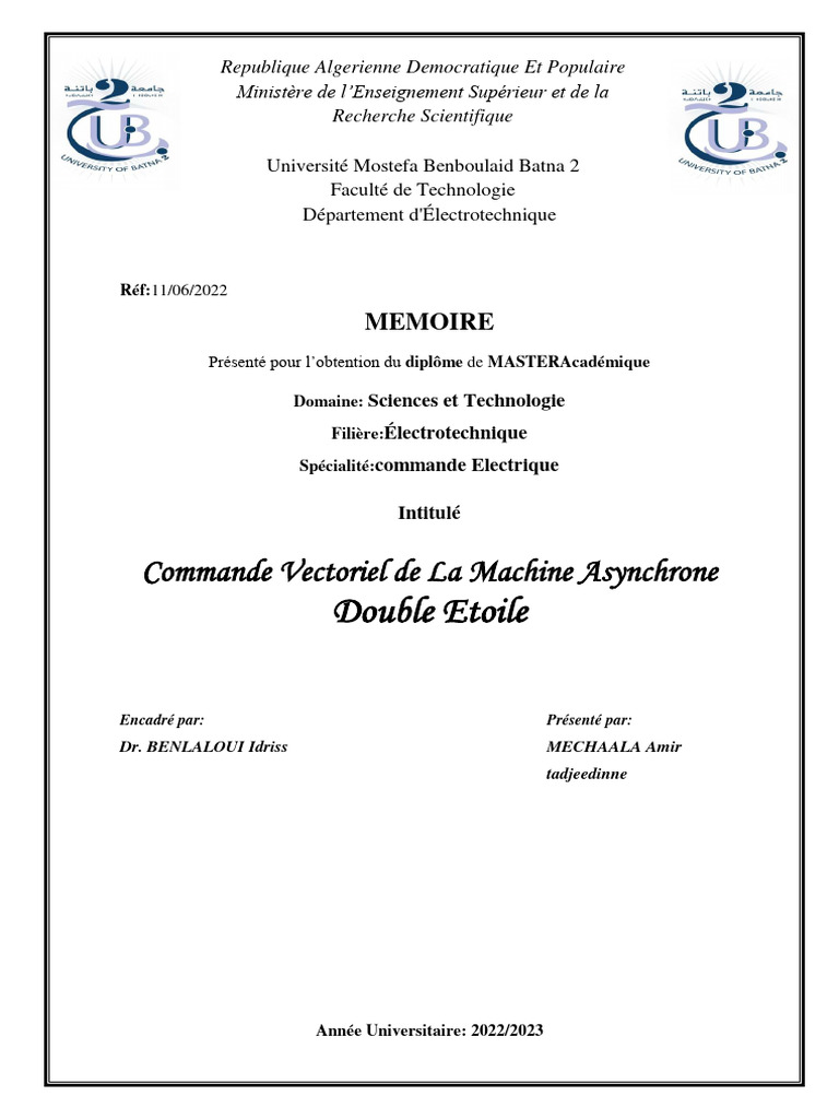 Commande Vectorielle Machine Asynchrone | PDF