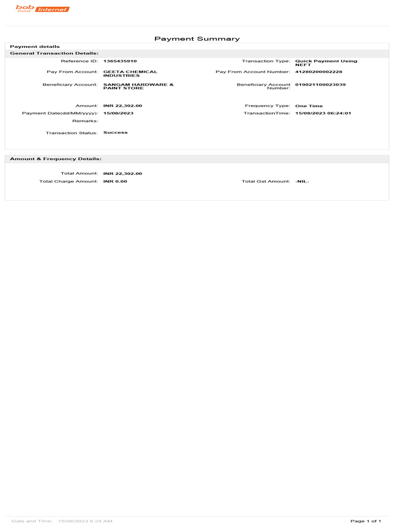 Business Payment Confirmation | PDF