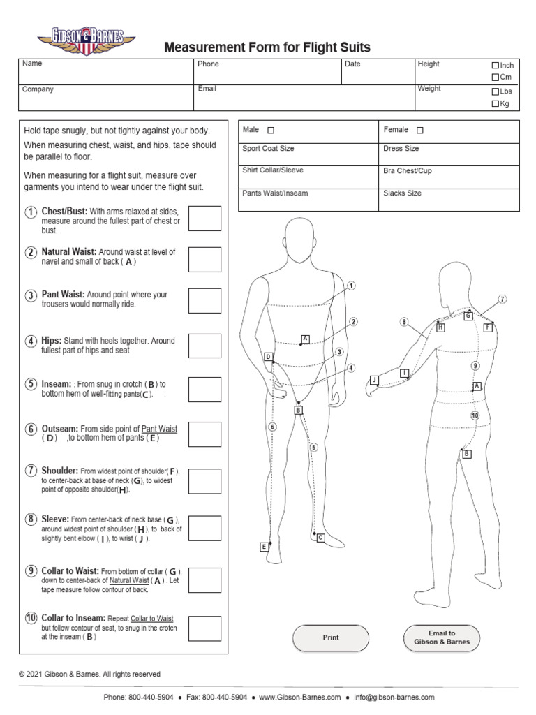 Measurement Form Flight Suits | PDF | Trousers | Seam (Sewing)
