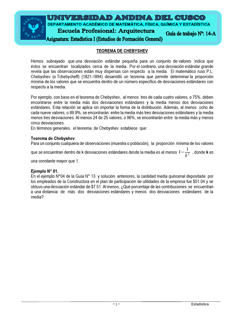 Teorema de Chebyshev y Regla Empírica | PDF | Desviación Estándar ...