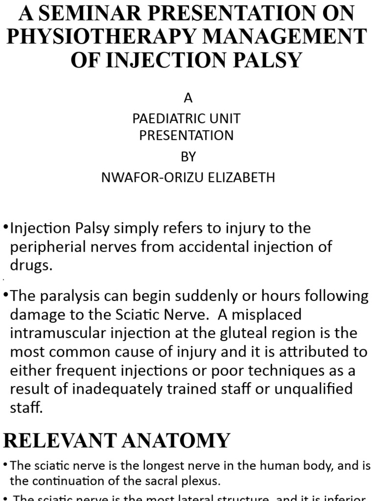 NEW INJECTION PALSY PRT | PDF | Pain | Injection (Medicine)