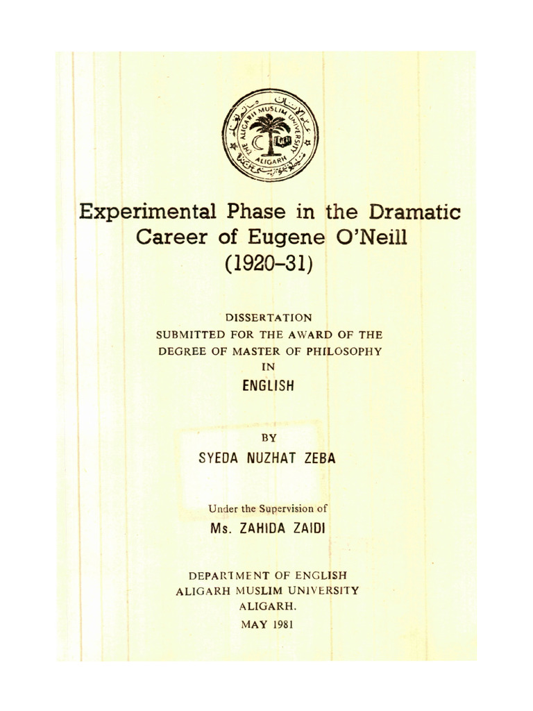 Experimental Phase in The Dramatic Career of Eugene O'Neill (1920-31) | PDF | Theatre | Realism ...