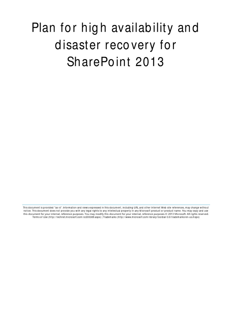 Plan For High Availability and | PDF | Share Point | Microsoft Sql Server