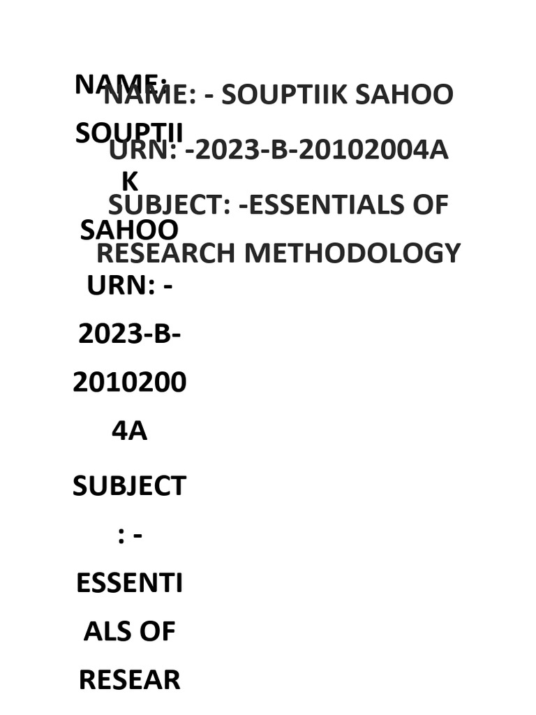 Sahoo RM Word | PDF | Methodology | Scientific Method