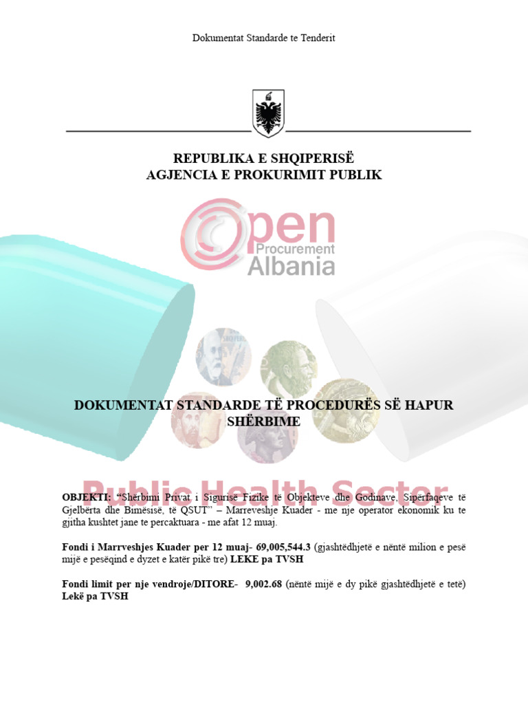 Republika E Shqiperisë Agjencia E Prokurimit Publik: Dokumentat Standarde Te Tenderit | PDF