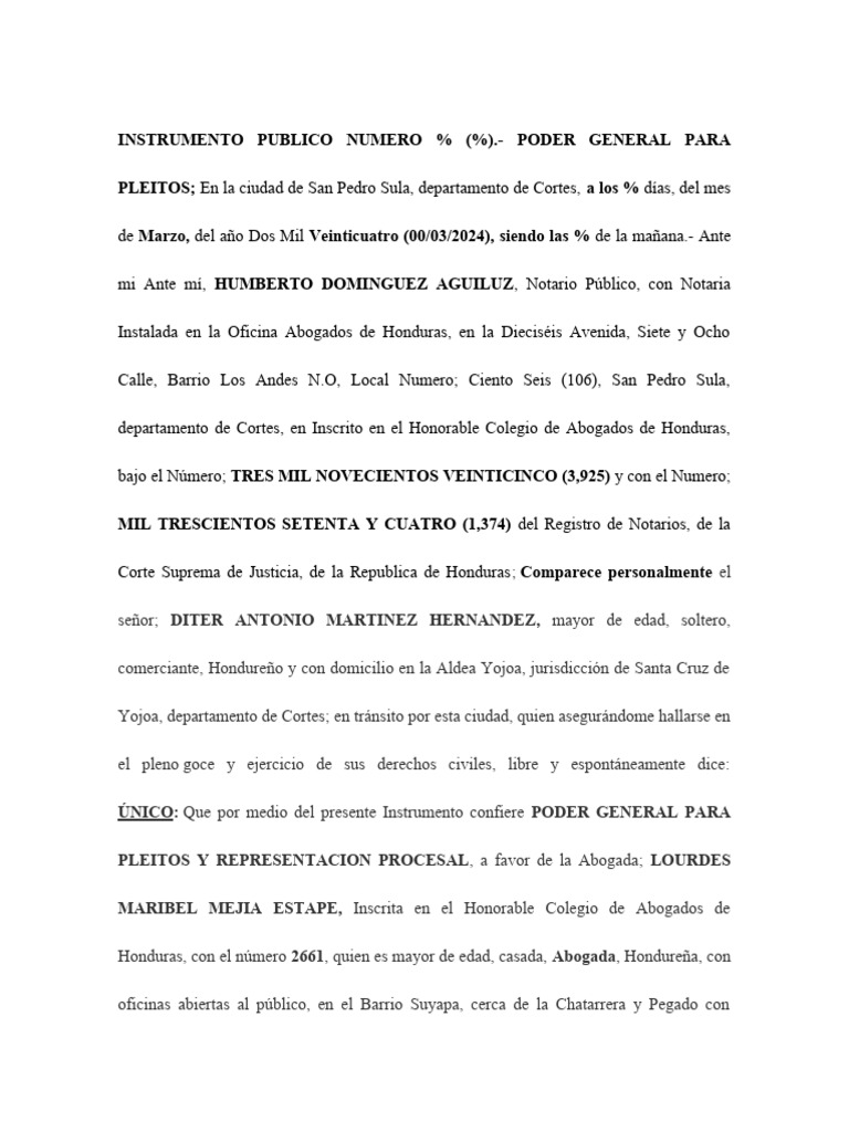 Poder General Pa Pleitos 2024 Diter | PDF | Ley procesal | Judicaturas