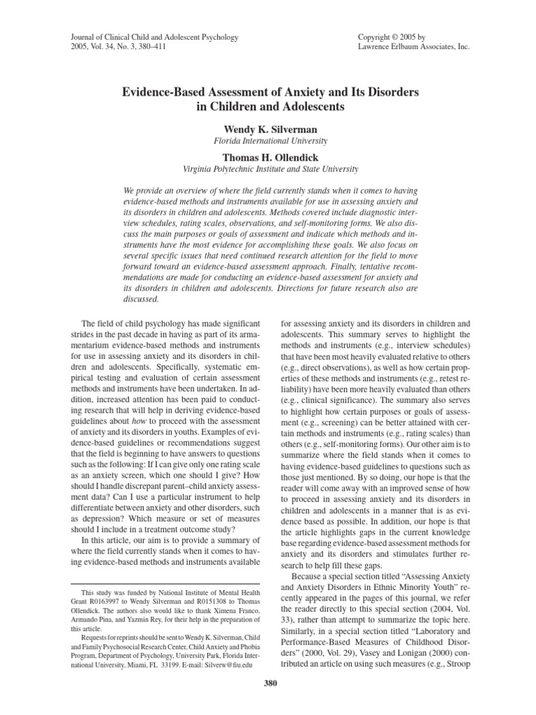 Silverman + 2005 | PDF | Anxiety Disorder | Mental Disorder