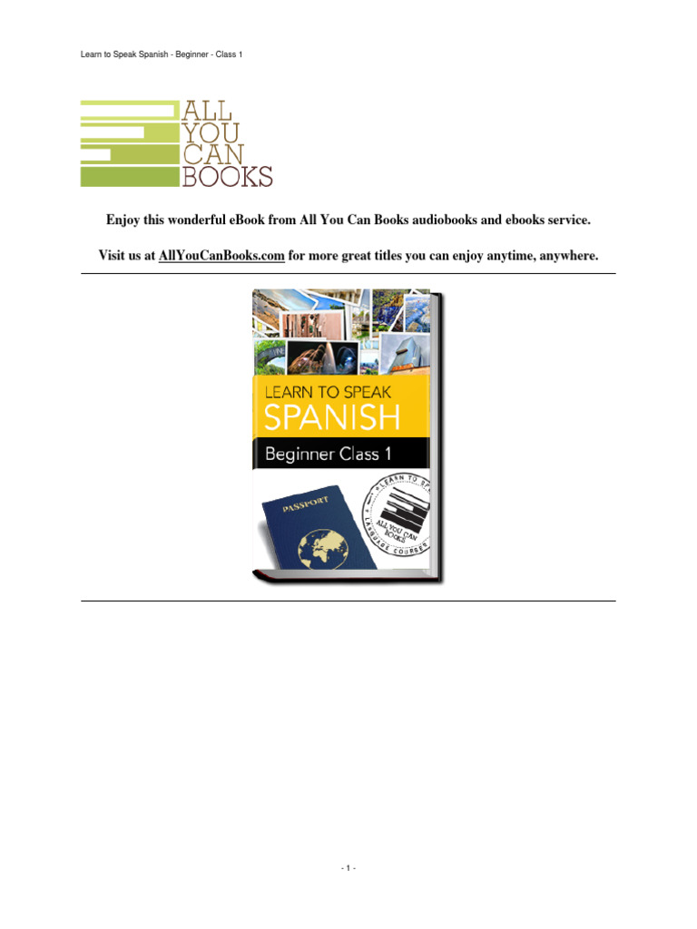 Spanish Beginner Class 1 Learn Speak | PDF