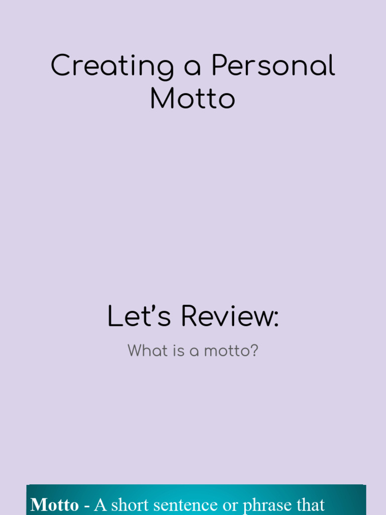 Personal Motto | PDF