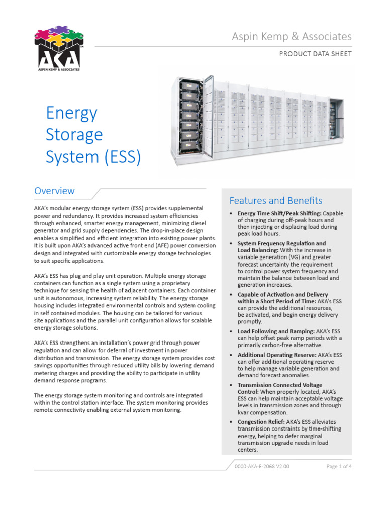 AKA Energy Storage DataSheet V2.00 | PDF | Energy Storage | Electric Power Transmission