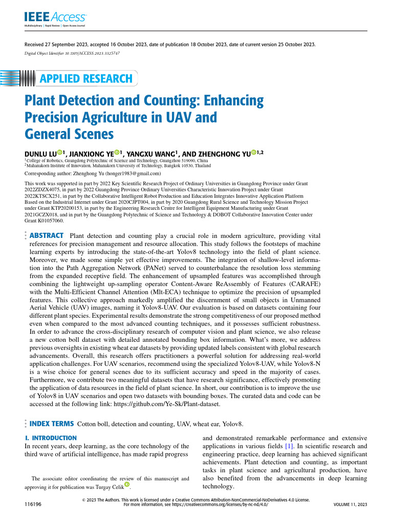 Plant Detection and Counting Enhancing Precision Agriculture in UAV and ...