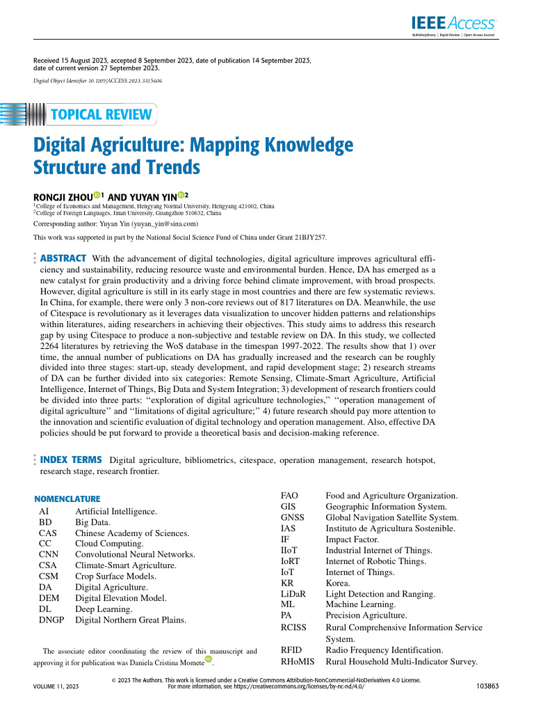 Digital Agriculture Mapping Knowledge Structure and Trends | PDF | Agriculture | Internet Of Things