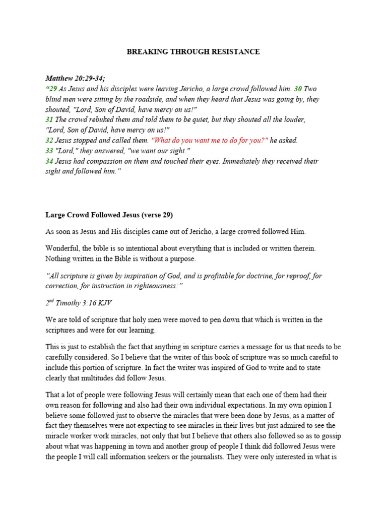 Breaking Through Resistance | PDF | Jesus | Faith