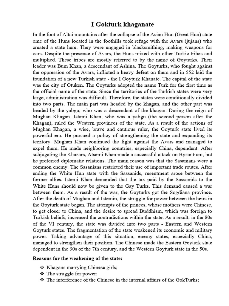 Gokturk Khaganate Overview and Flag | PDF | Eastern Europe | Central Asia