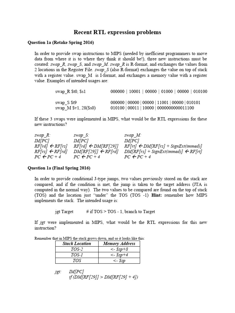 Recent RTL Expression Problems | PDF | Computer Engineering | Computing