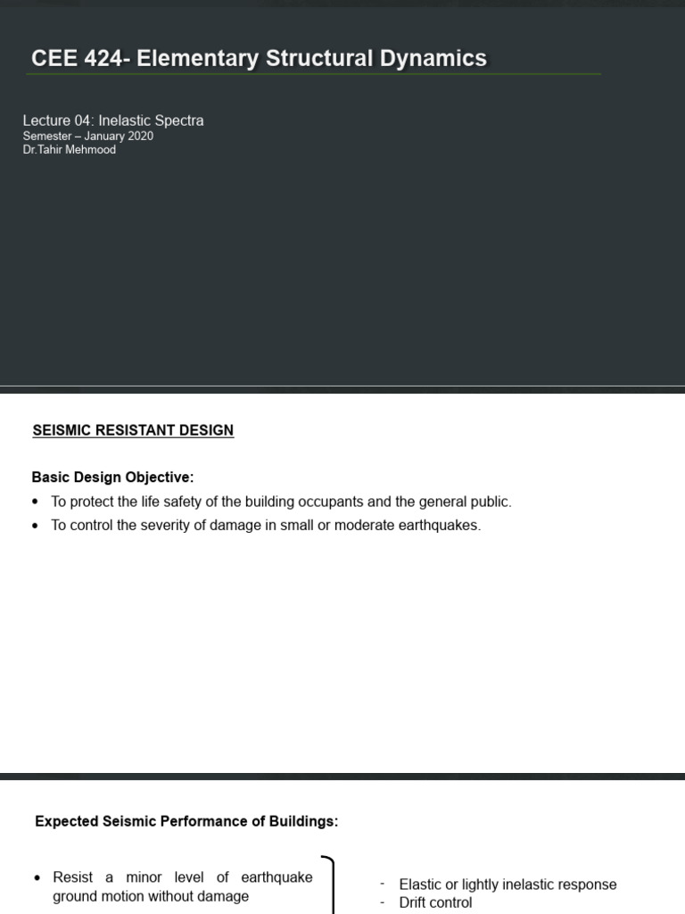 LEC04 Inelastic Spectra | PDF | Elasticity (Physics) | Deformation (Engineering)