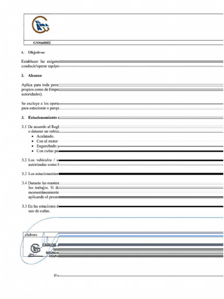 GSSin0002 Instructivo Uso de Cuña y Estacionamientos | PDF