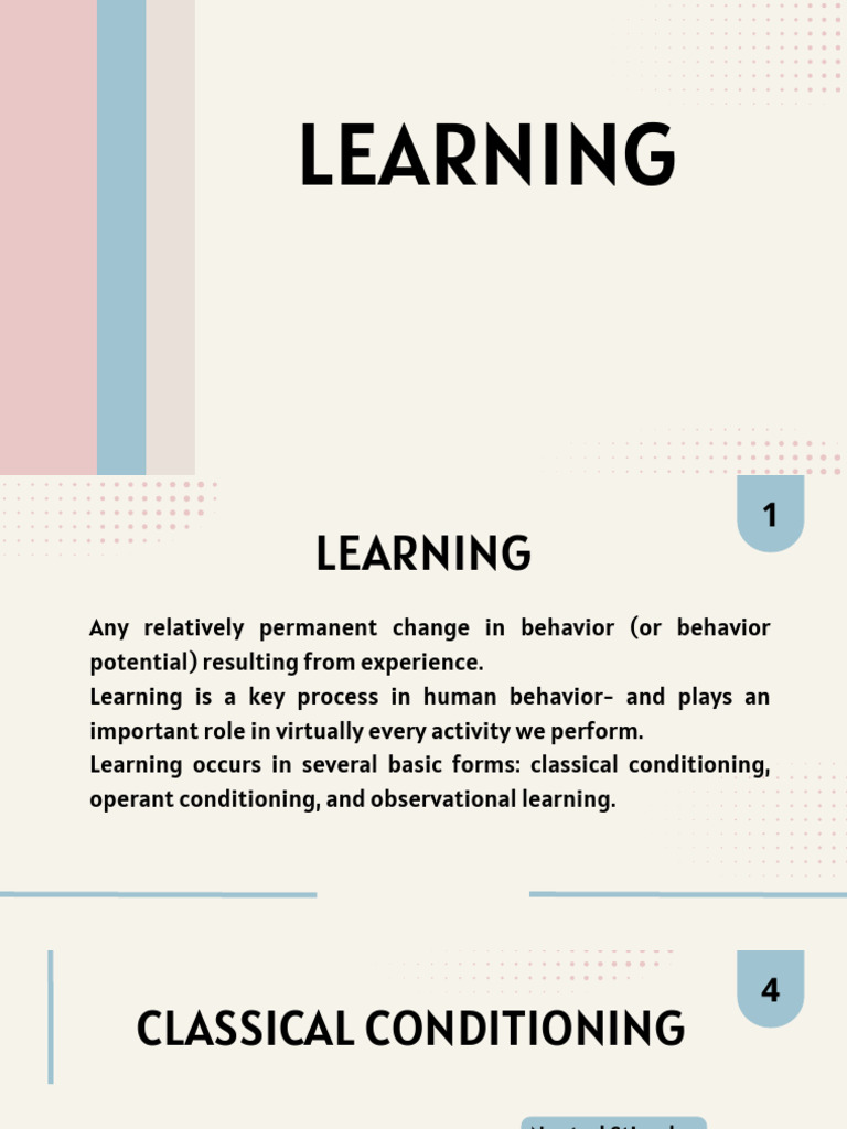 Learning | PDF | Classical Conditioning | Reinforcement